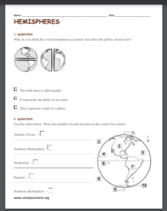 The Hemispheres of the world | Study Assistant