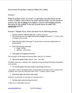 Poem - Someone by Walter de la Mare | Study Assistant